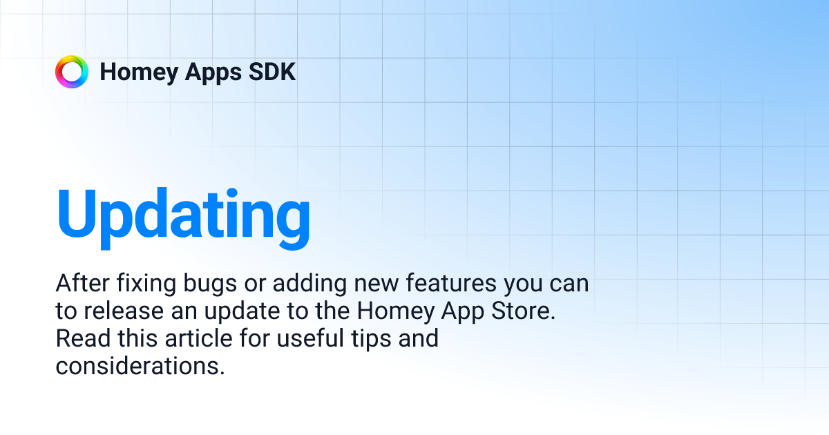 Updating | Homey Apps SDK