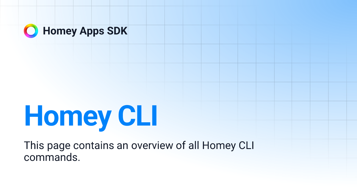 Homey CLI | Homey Apps SDK