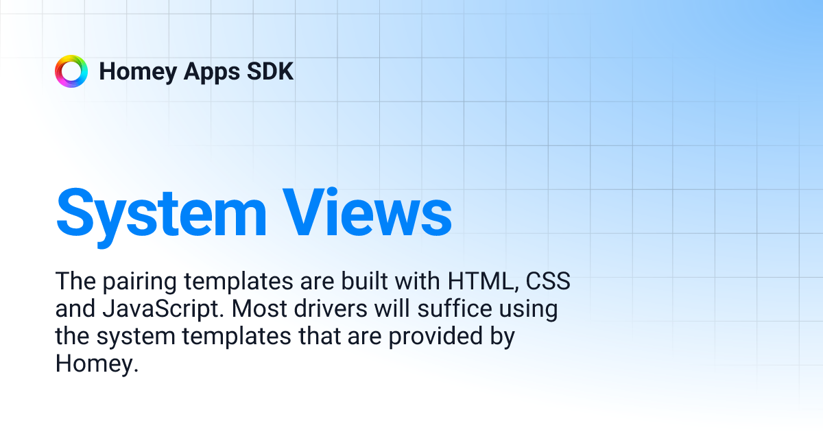System Views | Homey Apps SDK