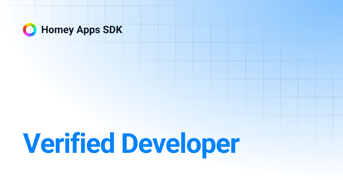 Verified Developer | Homey Apps SDK