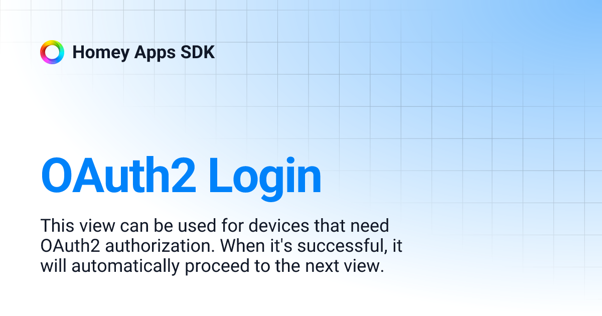 OAuth2 Login | Homey Apps SDK